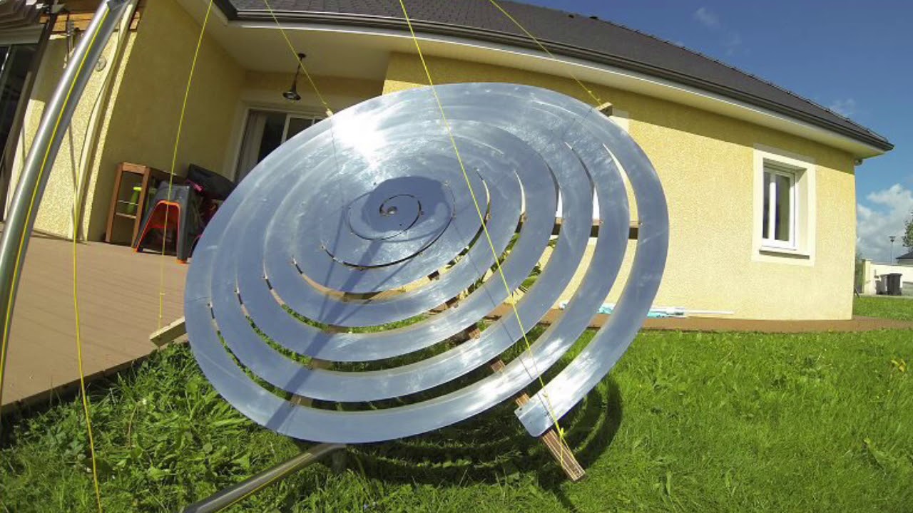 Solar reflector Fresnel spiral - YouTube