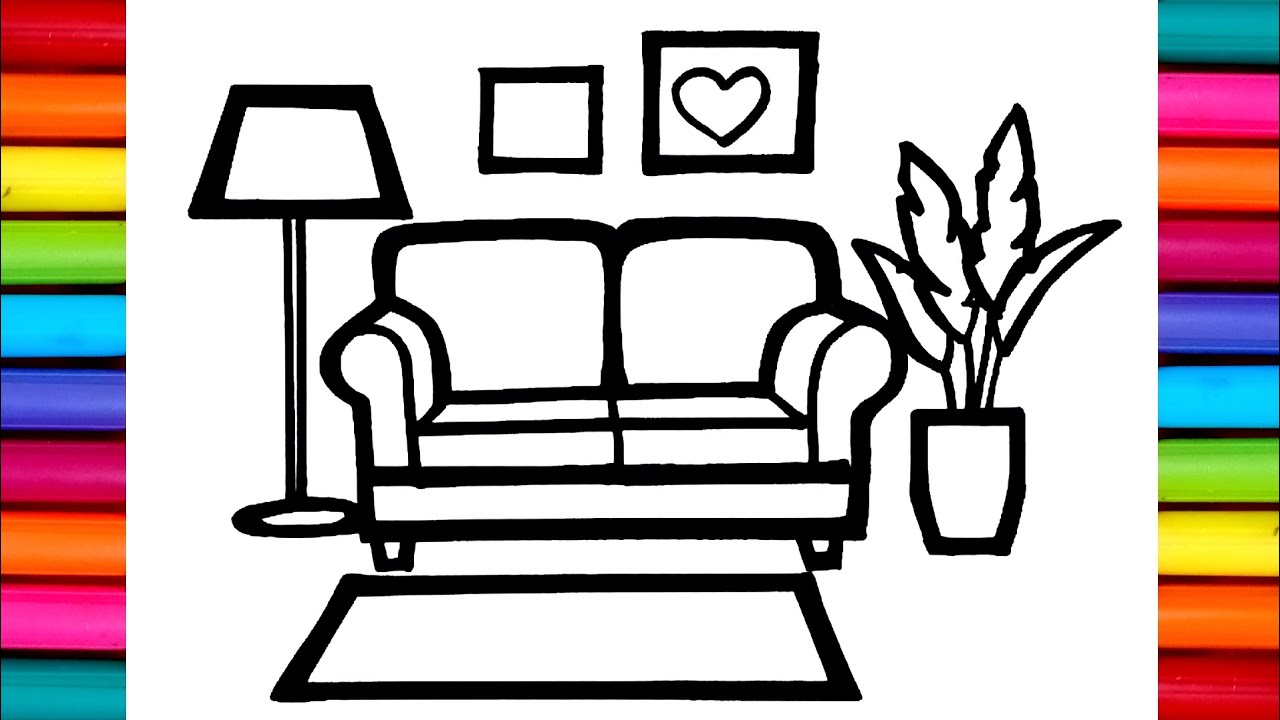 Sofa, Lounge Drawing, Colouring, Painting for Toddlers & kid's | How to ...