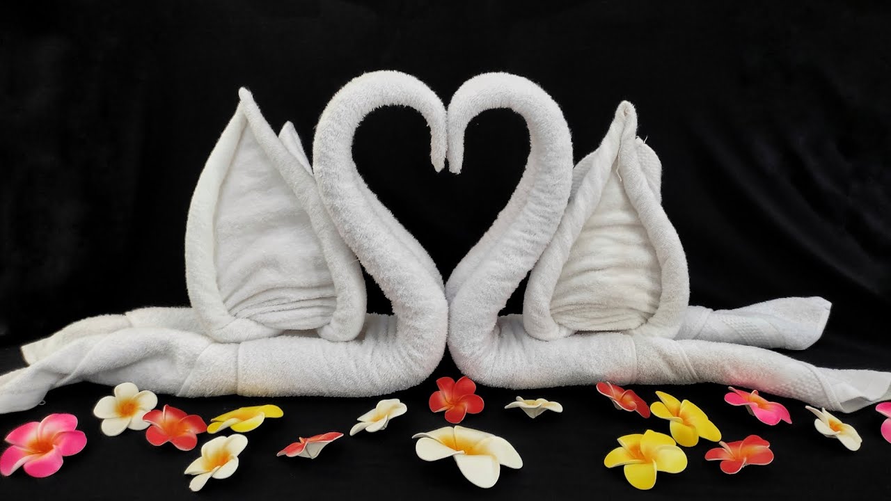 towel folding | SWAN | towel art origami | towel design - YouTube