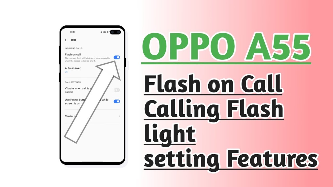 OPPO A55 Flash on Call Calling flash light setting features - YouTube