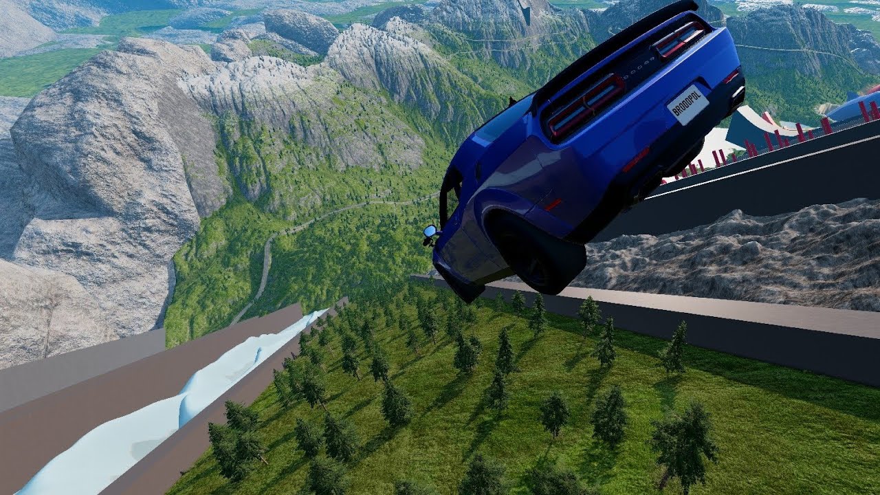 Fall from height, maximum destruction #5 (TREES VS CARS) | BeamNG.drive ...
