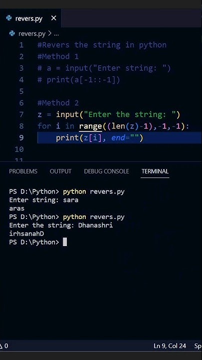 python program to write reverse the string #pubgmobile #shorts #short - YouTube