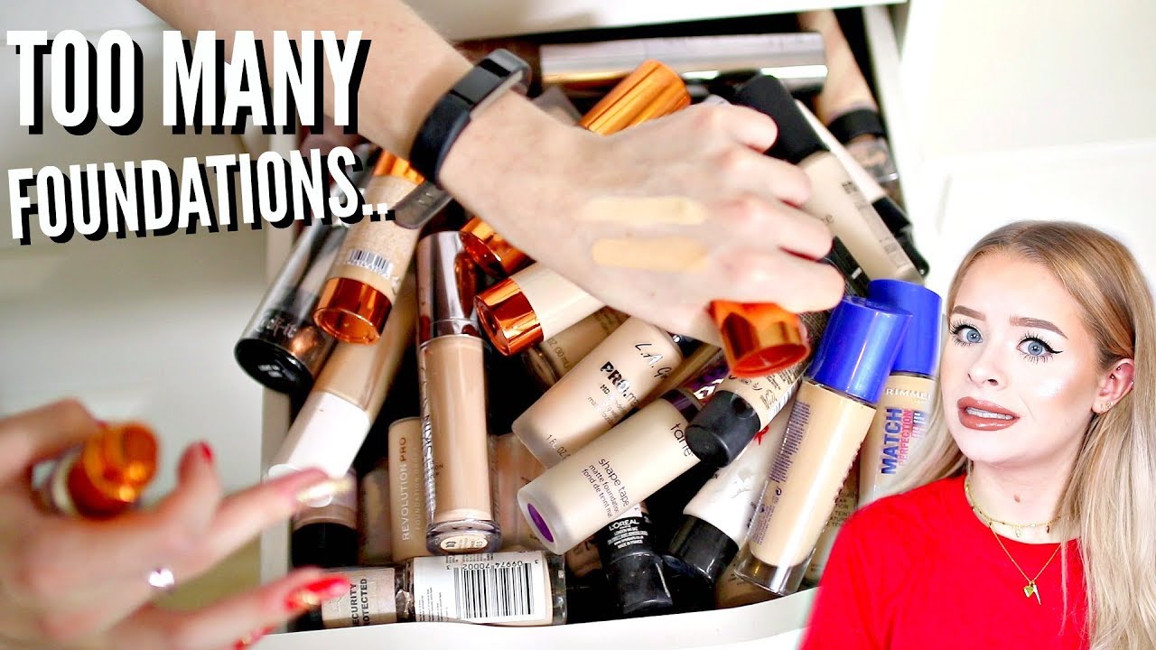 HUGE FOUNDATION COLLECTION + DECLUTTER | sophdoesnails - YouTube