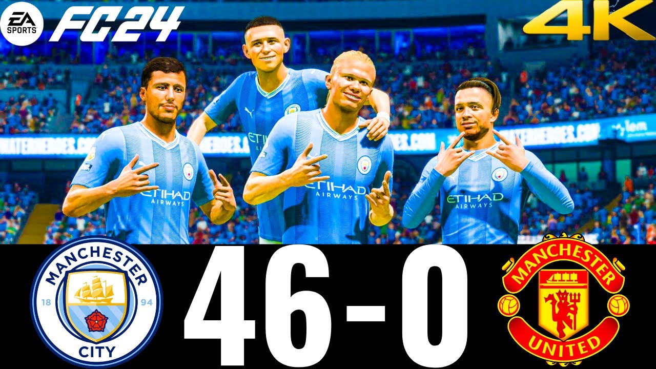 FC 24 - Manchester City 46-0 Man United - Ft. Zirkzee,Savio | Premier ...