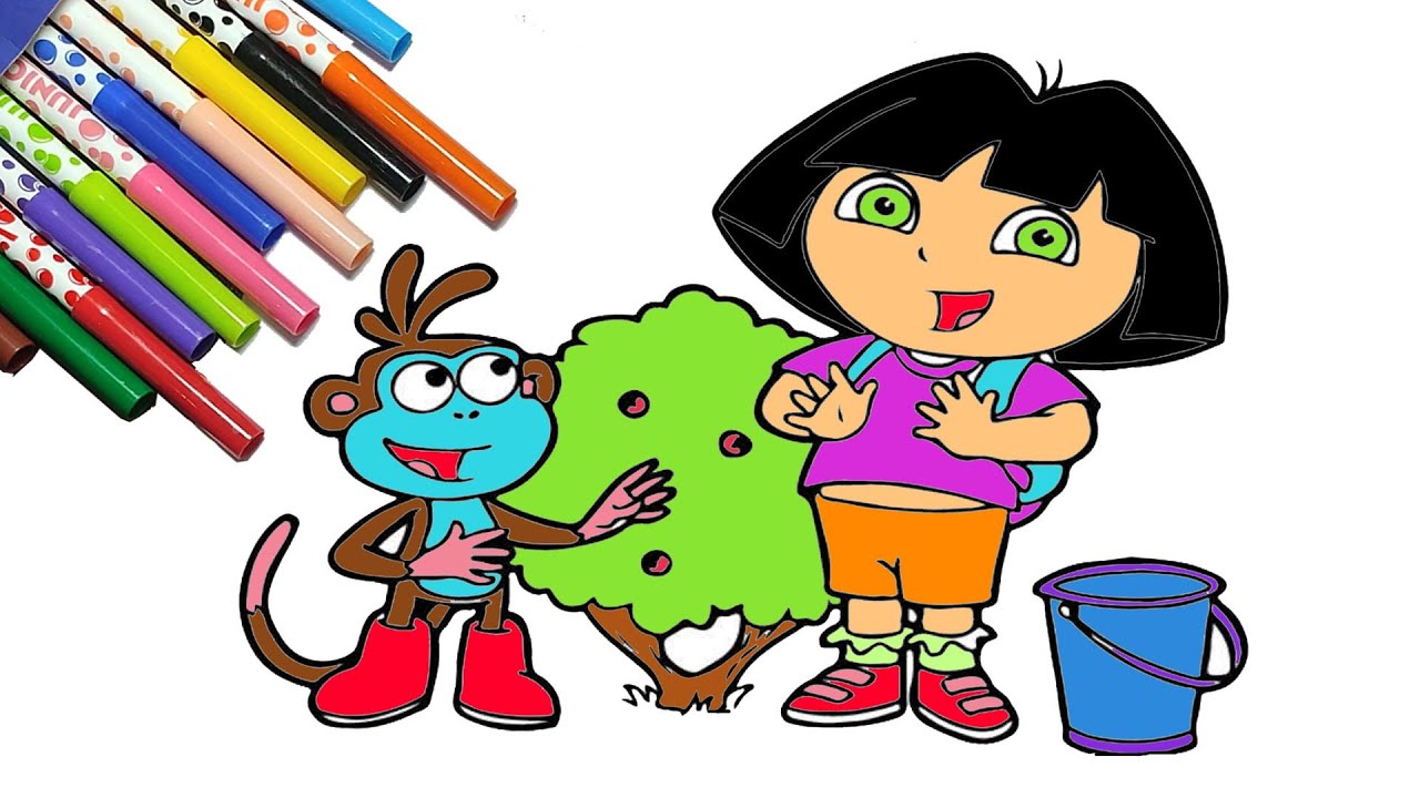 Dora the Explorer🐒🧗‍♀️ 🌈/Coloring Dora🎨🖌/For kids 🖍💖/Easy/Happy ...