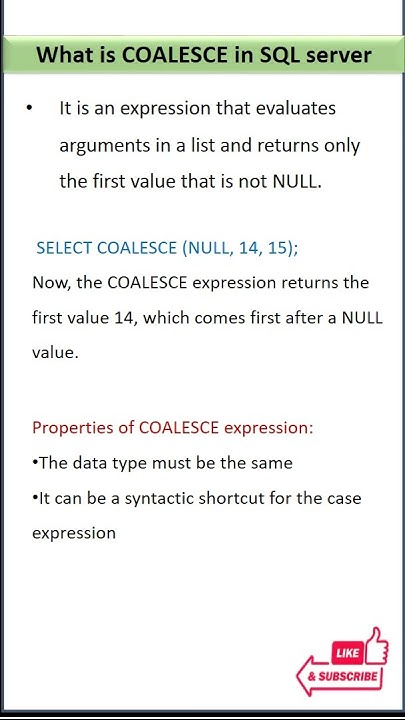 Coalesce in SQL Sever #sql #interview #shorts - YouTube