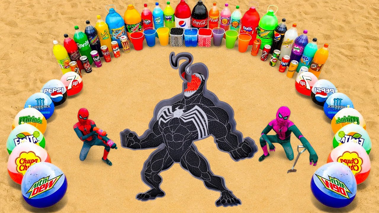 How to make Venom hole with Orbeez and Pepsi , Balloon Sodas & Fanta ...