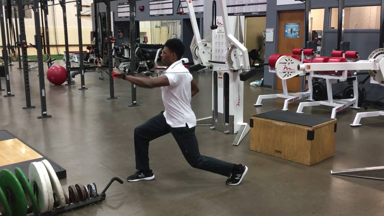 Staggered Single Arm Cable Press - YouTube