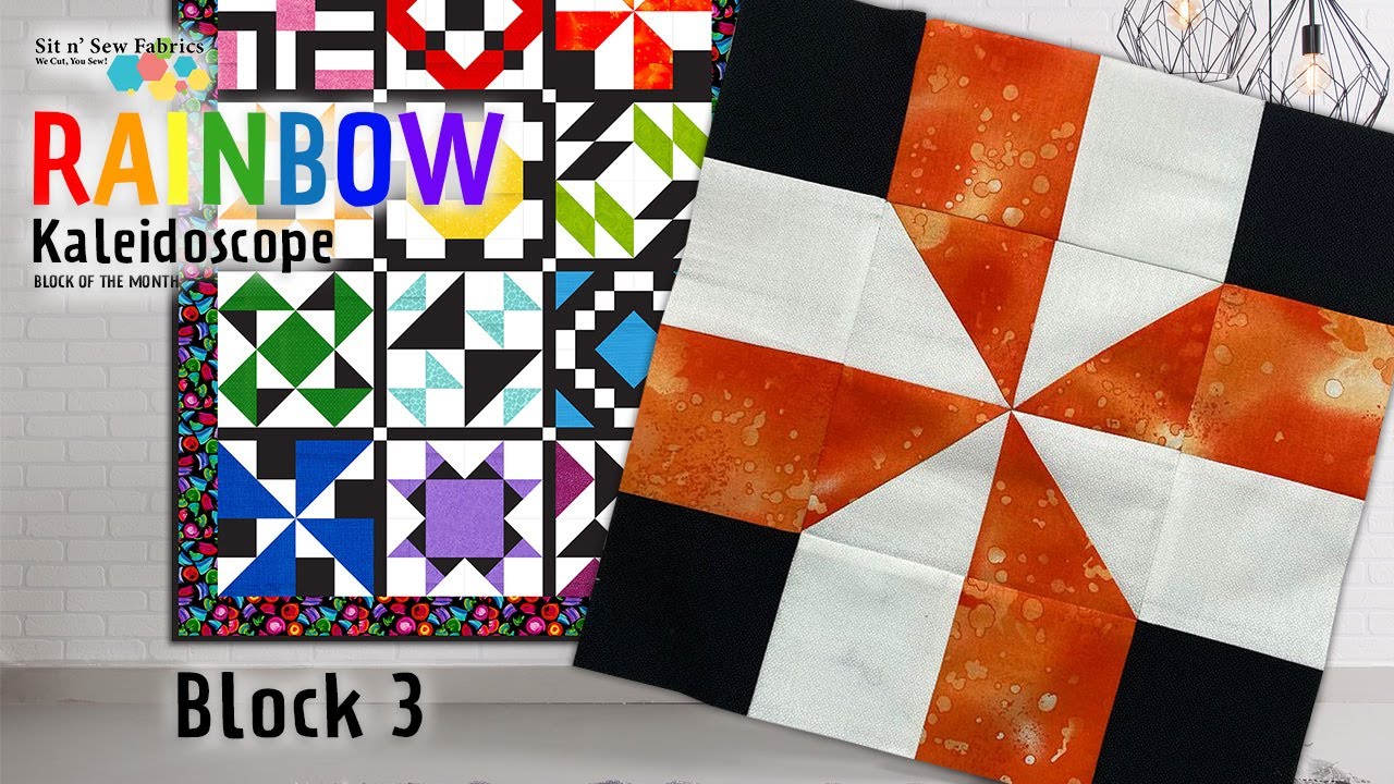 Rainbow Kaleidoscope Block of the Month Quilt Kit (Block #3) - YouTube