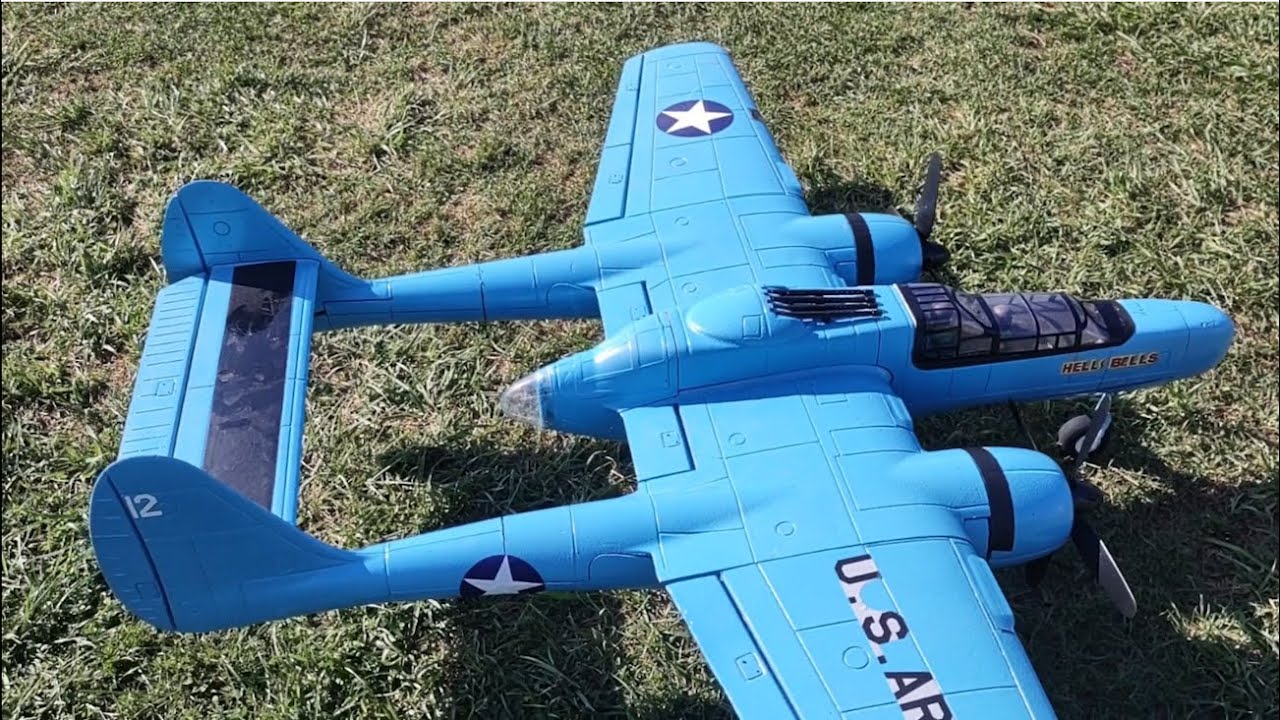 Flight of the Blue Widow (Dynam P-61 Black Widow maiden) - YouTube