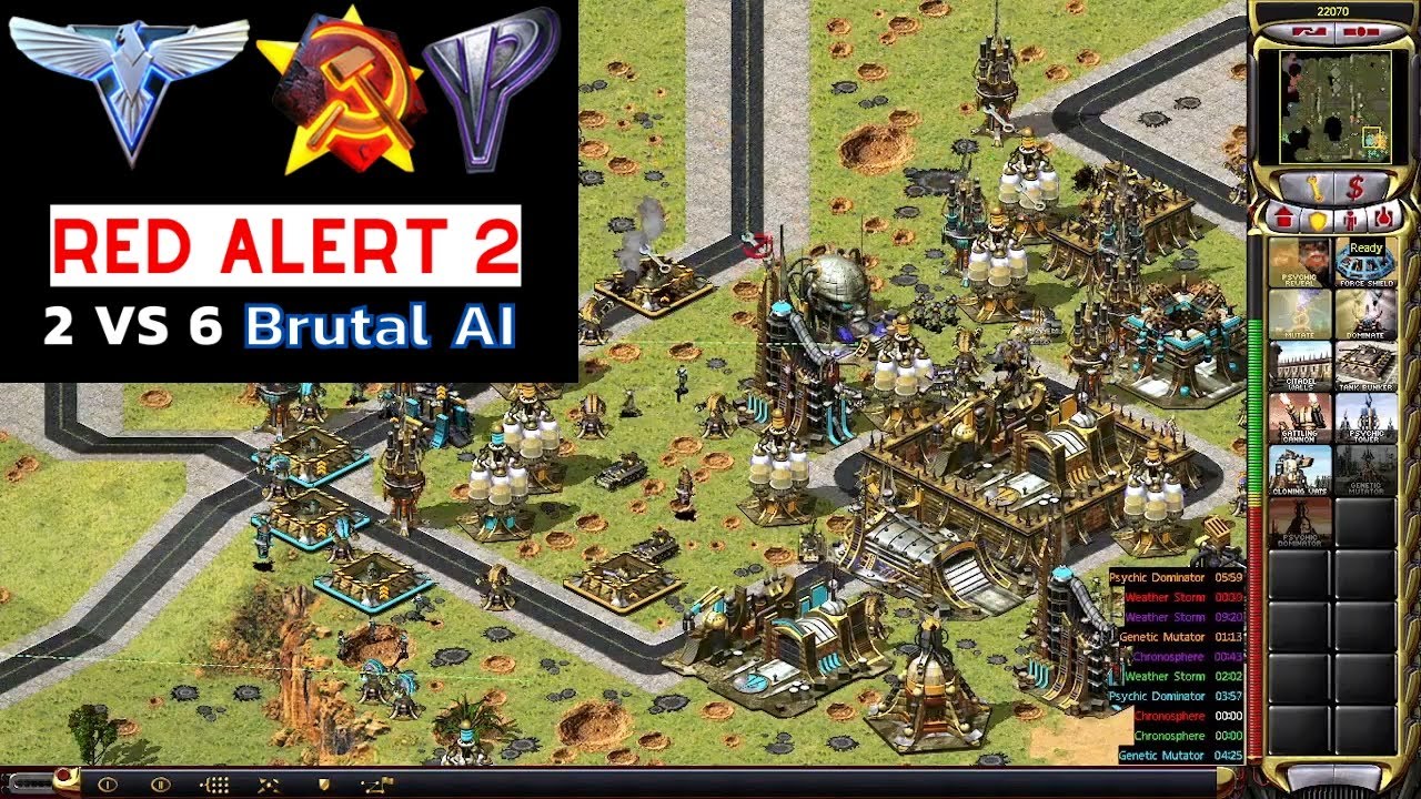 Red Alert 2 Yuri's Revenge I 2 Yuris vs 6 Allied Forces - YouTube