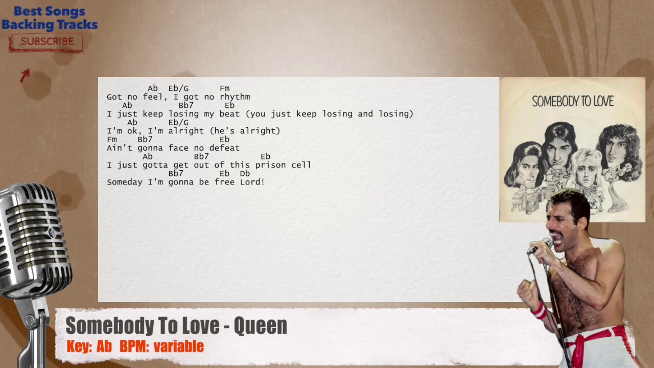 🎙 Somebody To Love - Queen Vocal Backing Track with chords and lyrics ...