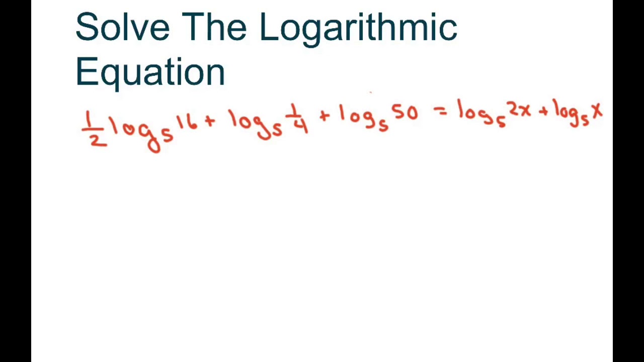 Solve The Logarithmic Equation Check 1 2 Log 5 16 Log 5 1 4 Log 5