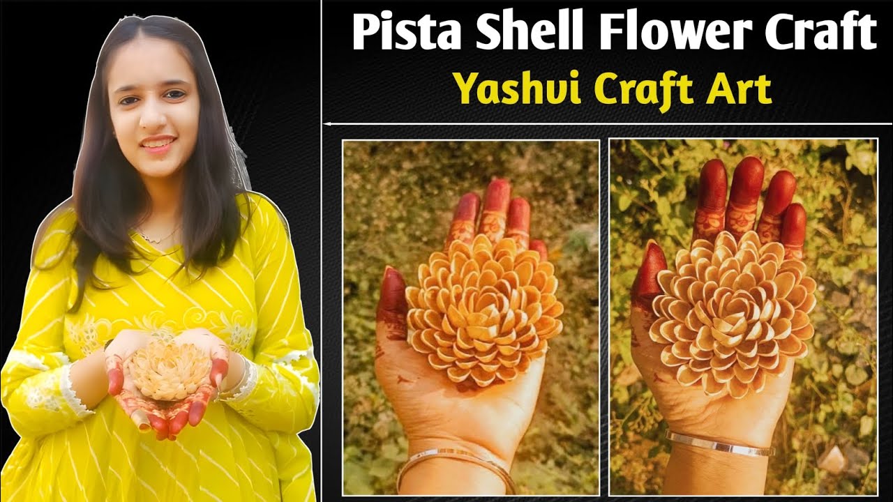 Pista Shell Flower Craft | Pista Shell Flowers DIY | Pista Shell ...