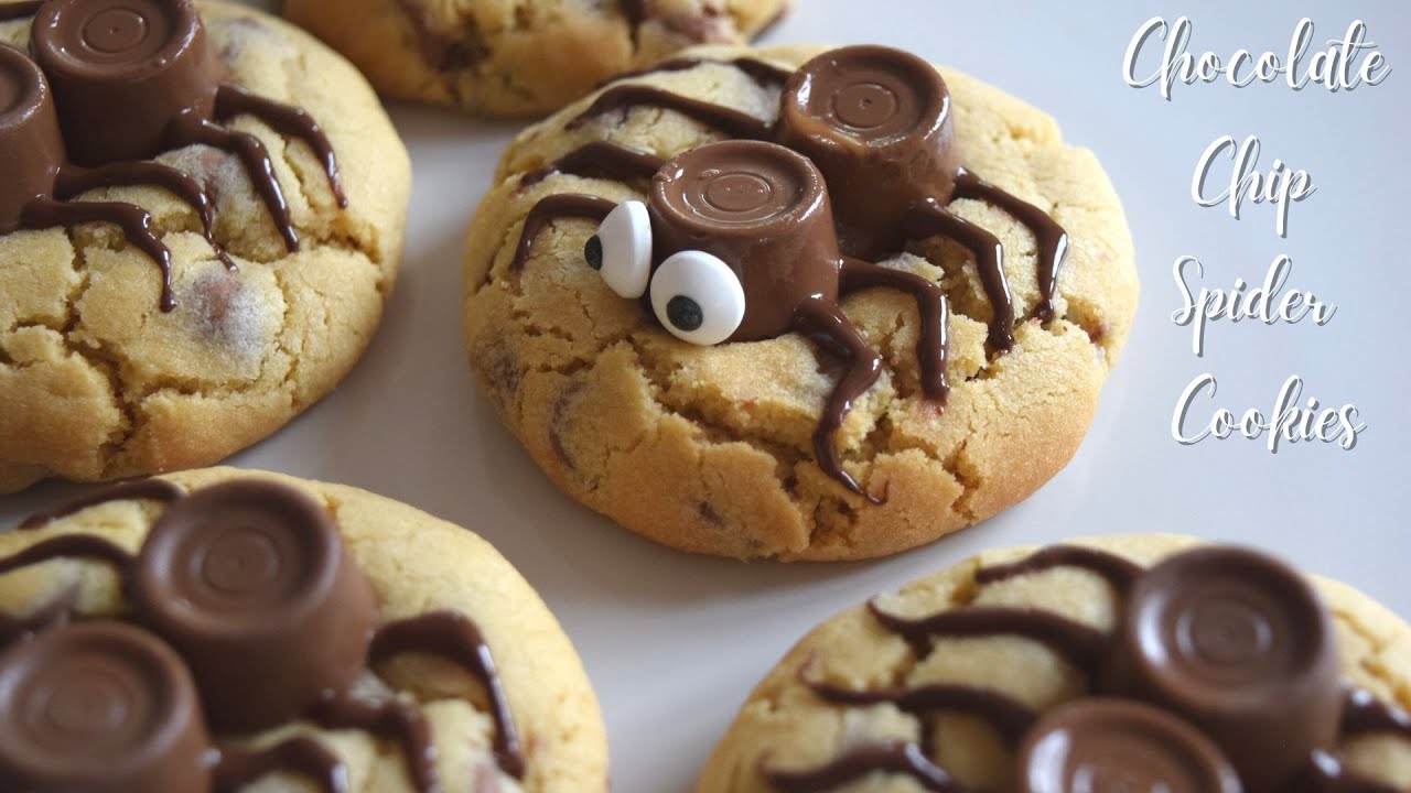 Chocolate Chip Spider Cookies | Sundaebake - YouTube