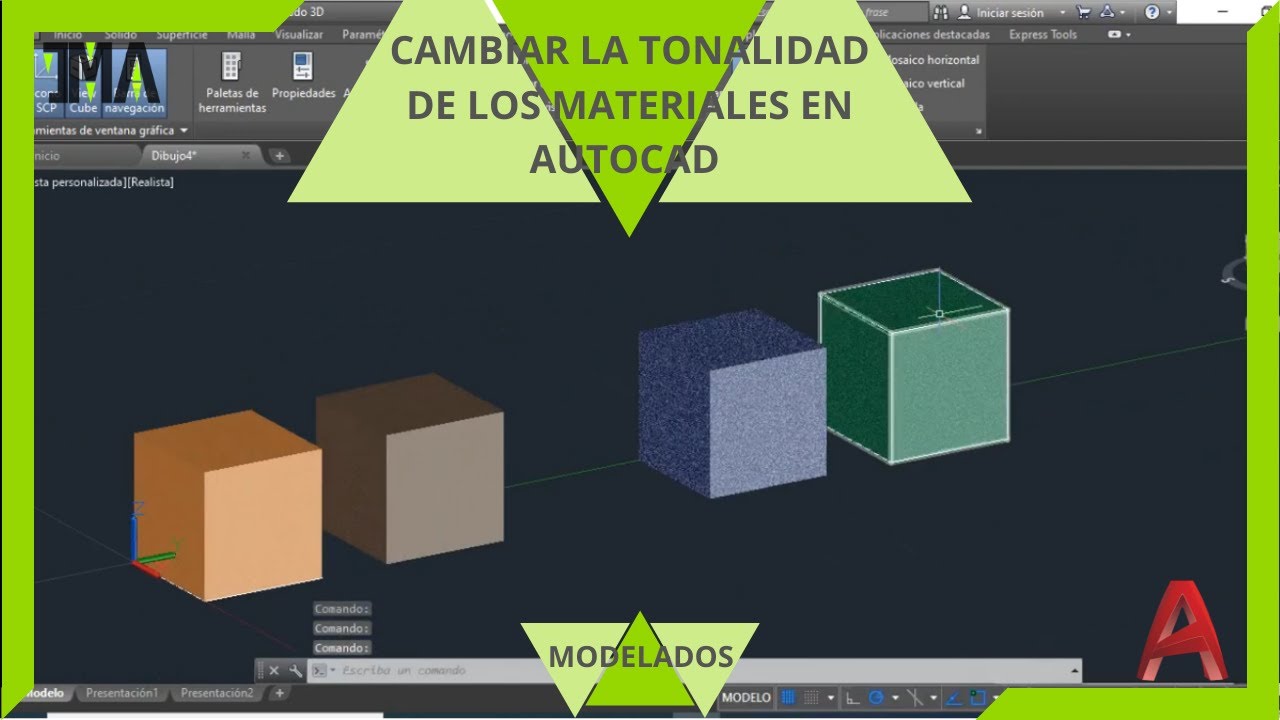 AutoCAD 3D -10- Cambiar colores a los materiales en AutoCAD - YouTube