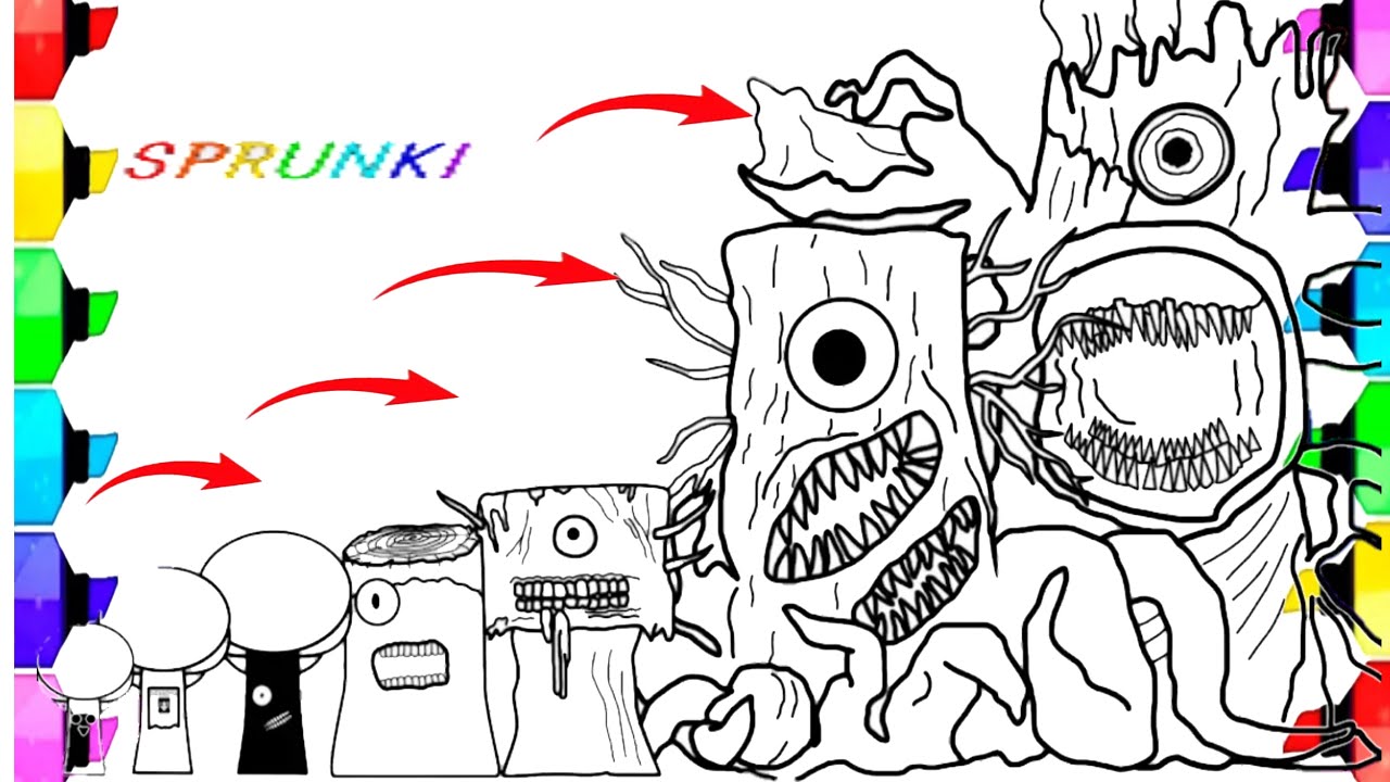 SPRUNKI Coloring Pages / How to Color New BIG EVOLUTION of Horror MR ...