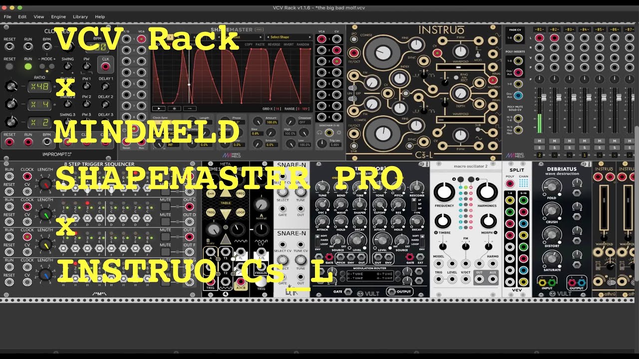VCV Rack Session with MindMeld ShapeMaster Pro, Instruo Cs_L, and others - YouTube