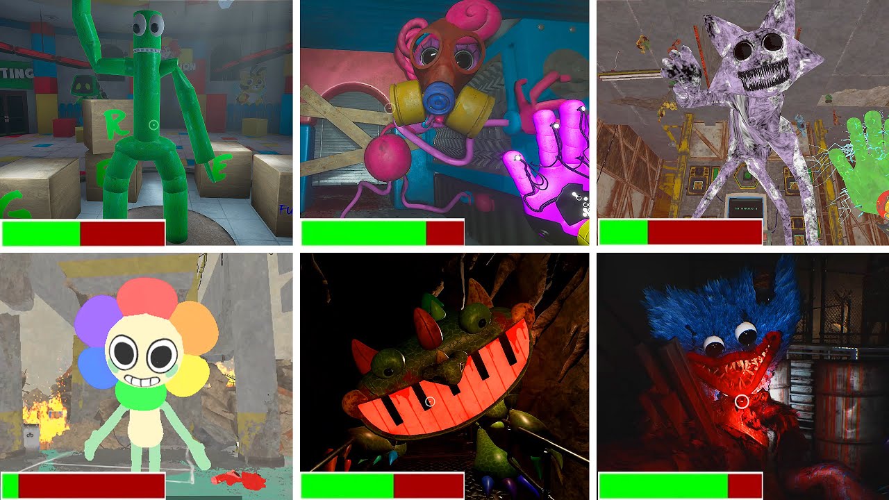 "Poppy Playtime Chapters 1-6 | All Monster Chase Moments Seen With ...