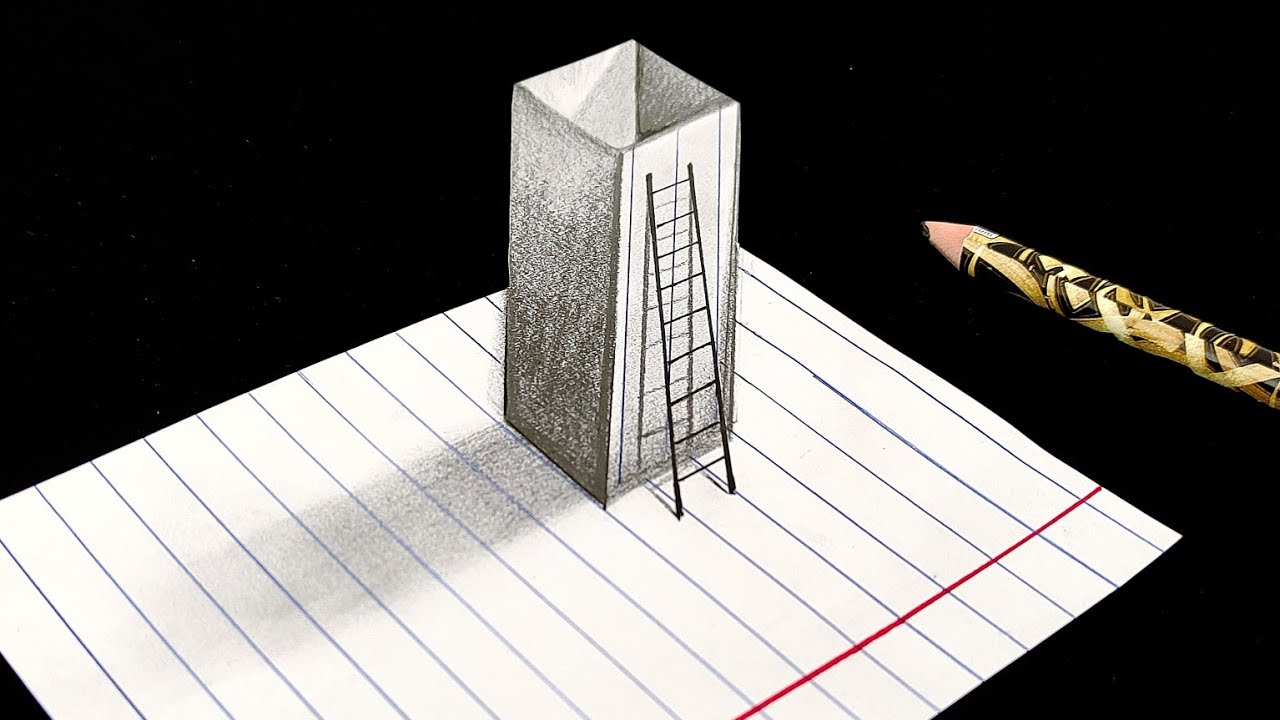 Easy 3d illusion drawing tutorial step by step on paper for beginners ...