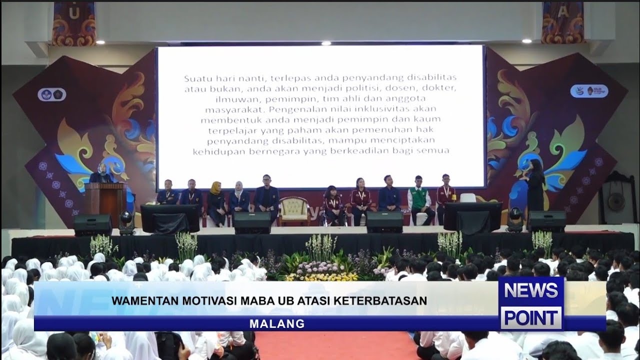 WAMENTAN MOTIVASI MABA UB ATASI KETERBATASAN - NEWSPOINT - YouTube