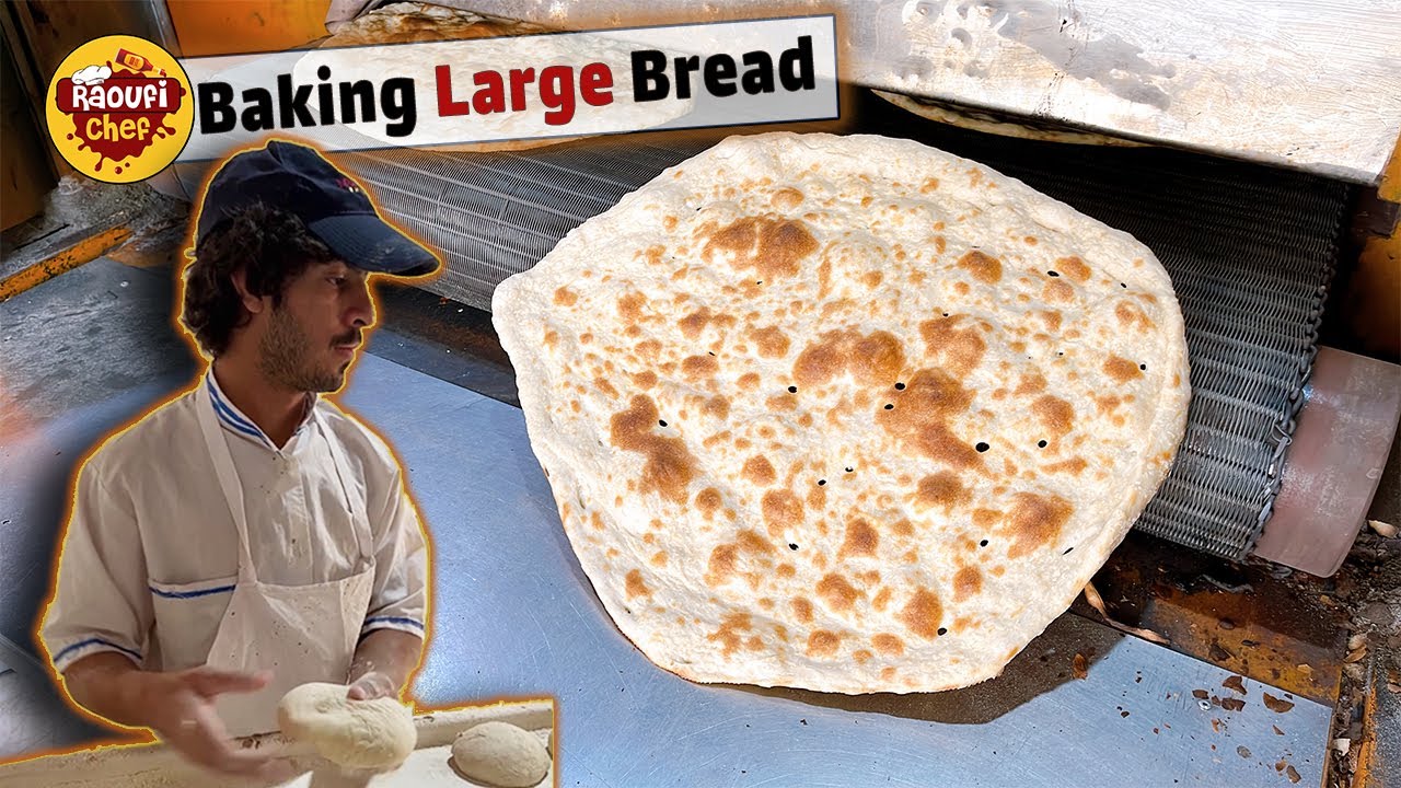 Baking large Barbari bread by two bakers in iran - YouTube