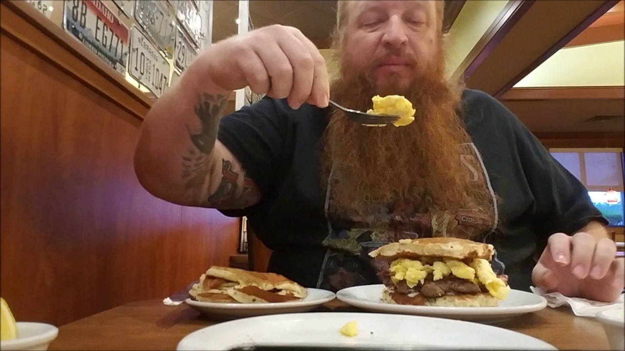 "Fast Food Fat Man" episode 3 - Denny's Breakfast Burger Mash Up ...