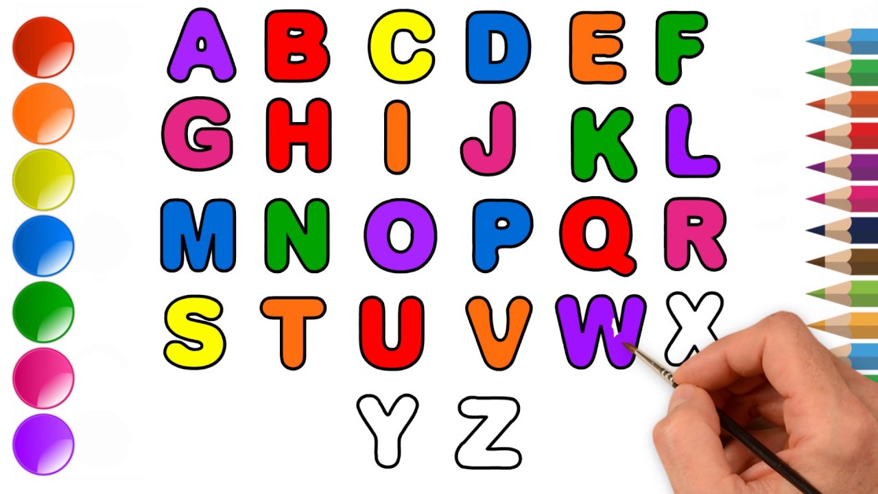 Alphabets Coloring Pages Learn Colors Learn Alphabet for kids | Drawing ...