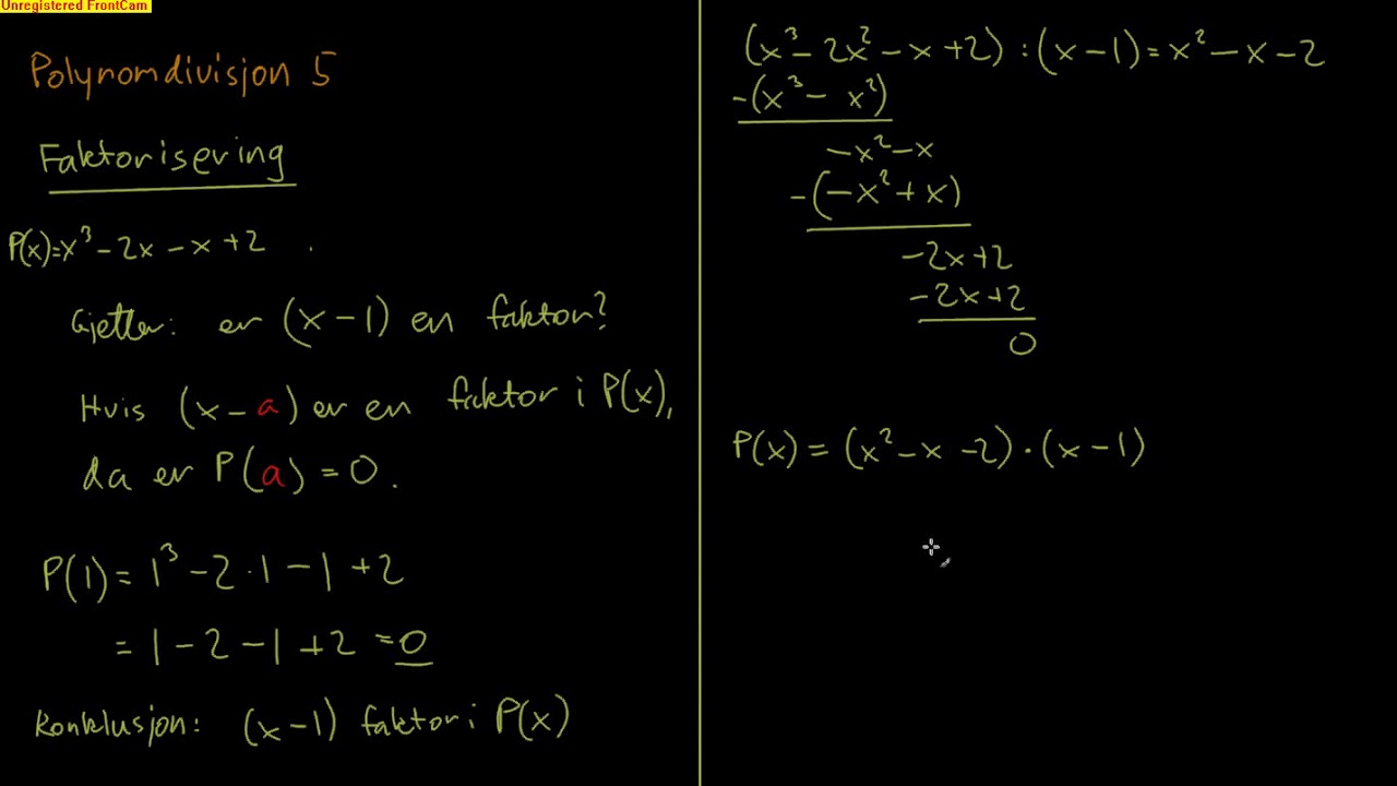 R1 010205 - Faktorisering med polynomdivisjon - YouTube