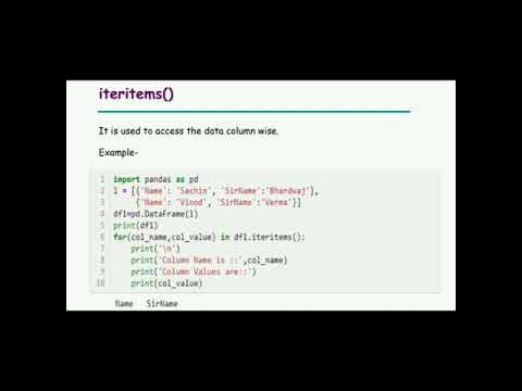 Python pandas Dataframe_ iteritems ( ) method - YouTube