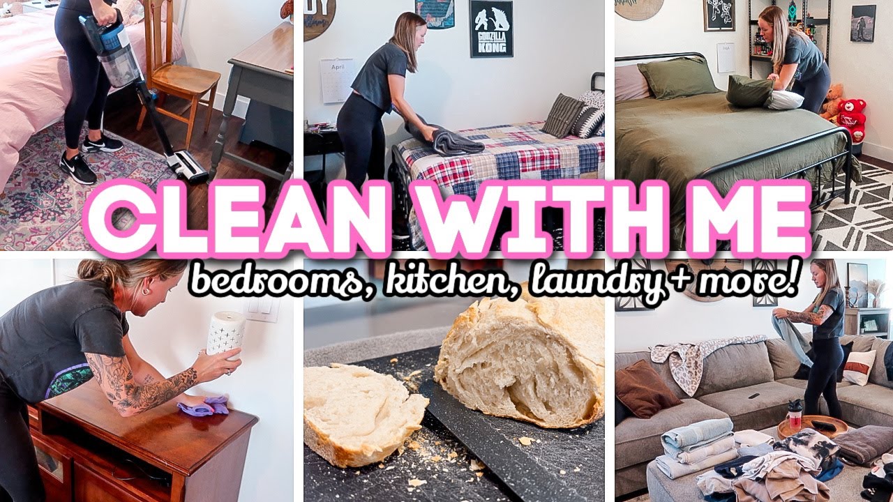 CLEAN WITH ME // kids rooms, kitchen, laundry & more! - YouTube