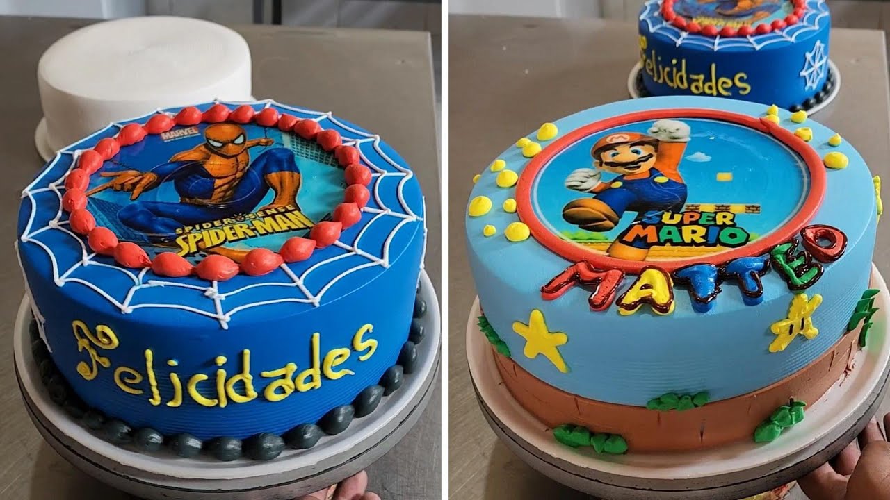 Como decorar pasteles infantiles para niños con crema chantilly fácil y ...