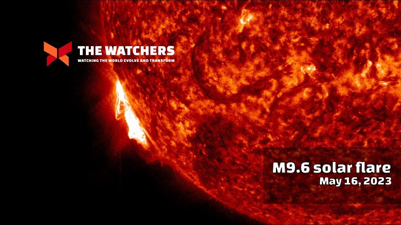 Strong M9.6 solar flare erupts from the southeast limb of the Sun - May ...