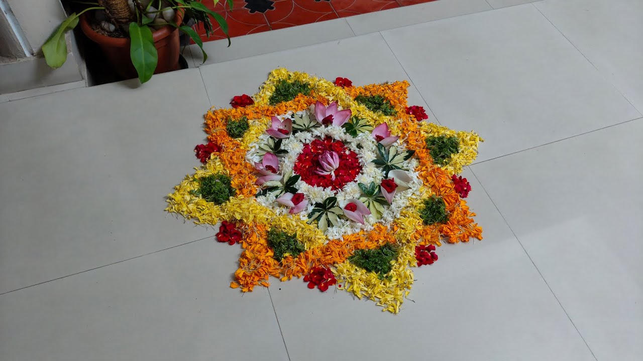 onam pookalam design (((Day 7 moolam nakshathram))). - YouTube
