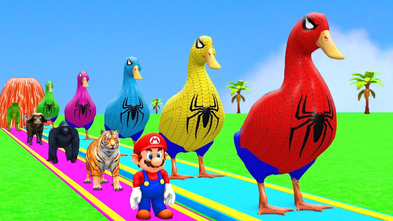 Long Slide Game with Cow Elephant Gorilla Hippopotamus Tiger 3d Animal ...