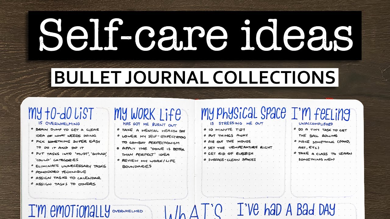SELF-CARE IDEAS LIST 💜 Bullet journal collection ideas - YouTube