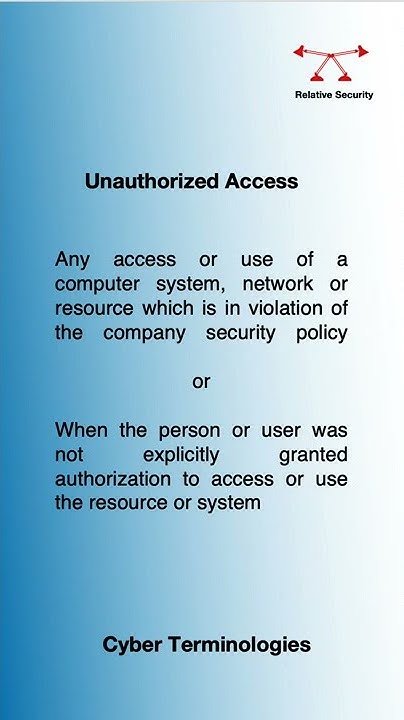 CyberSecurity Definitions | Unauthorized Access - YouTube