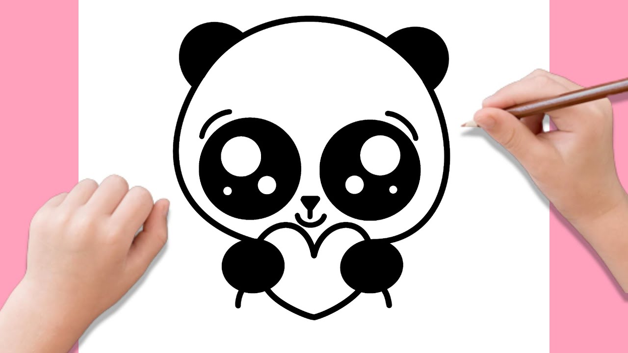 How to Draw a Panda with Heart Step by Step - YouTube