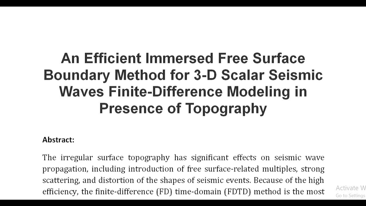 An Efficient Immersed Free Surface Boundary Method for 3 D Scalar Seismic Waves Finite ...