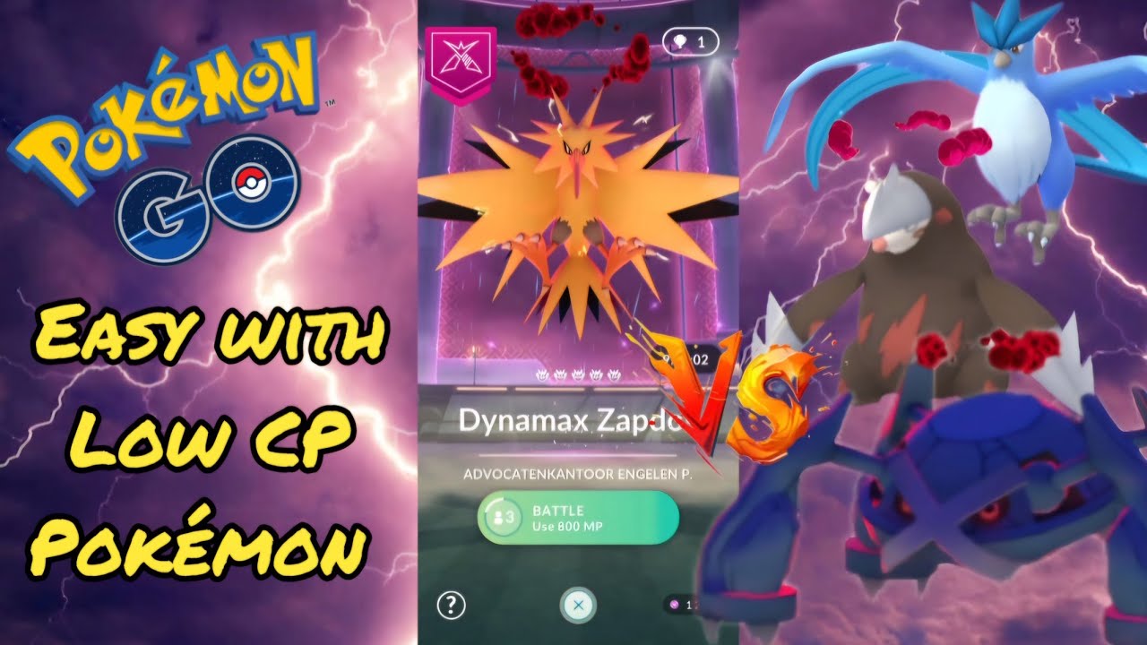Easy Dynamax Zapdos! - Possible with LOW CP Pokémon! - YouTube