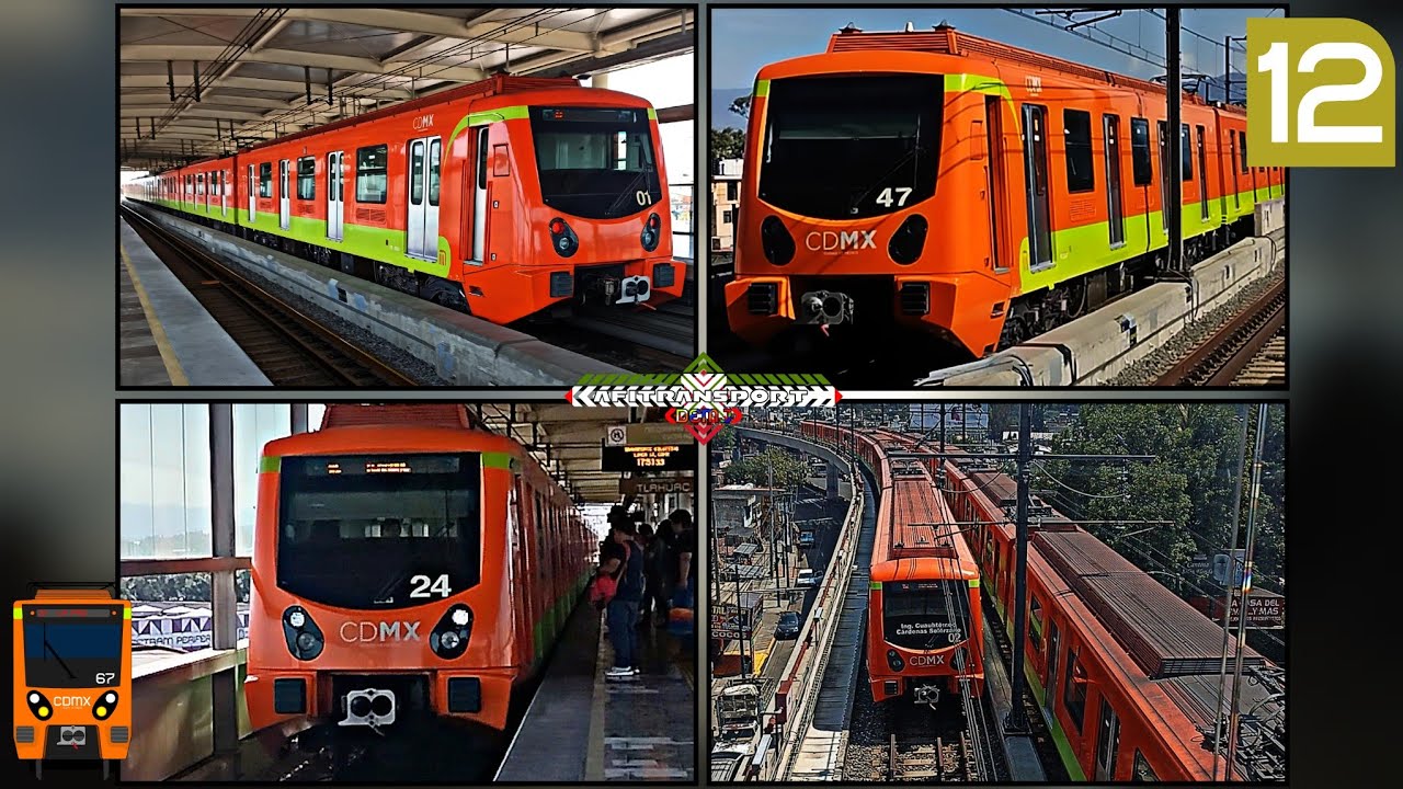 STC Línea 12 (Compilación); Trenes FE-10 sobre la línea dorada - YouTube