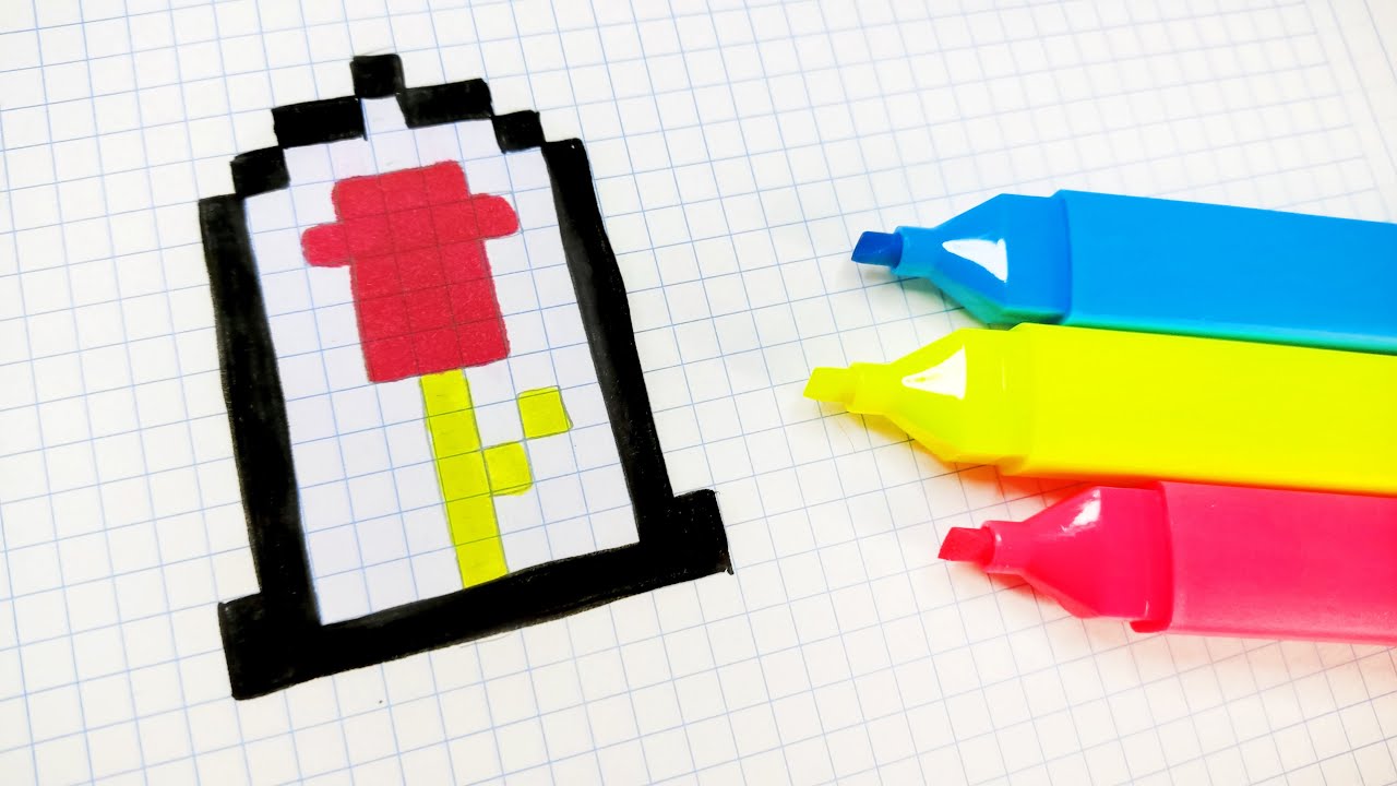 Handmade Pixel Art - How to draw a Rose #pixelart - YouTube