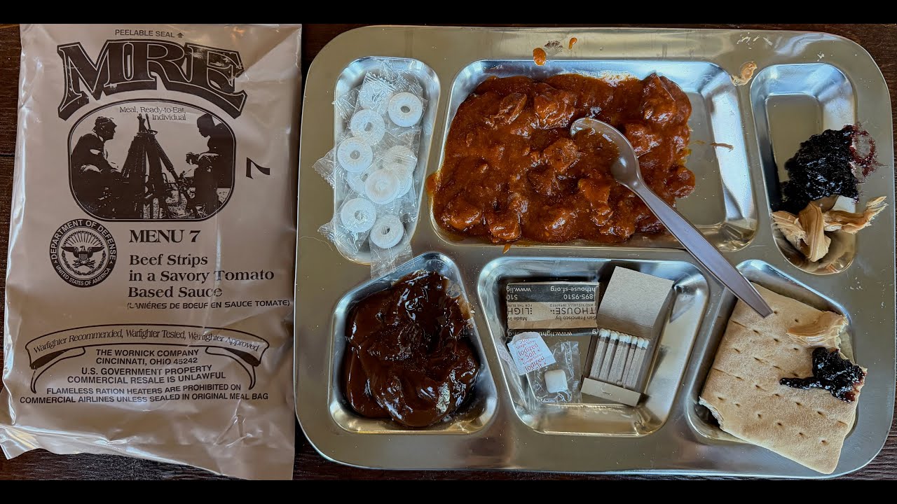 Trying 24 MRE meals: Part 7 (Beef Strips in a Savory Tomato Based Sauce ...