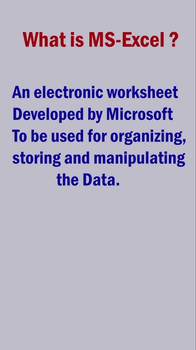 What is MS-Excel | MS Excel Interview Questions | Basics of MS Excel. - YouTube