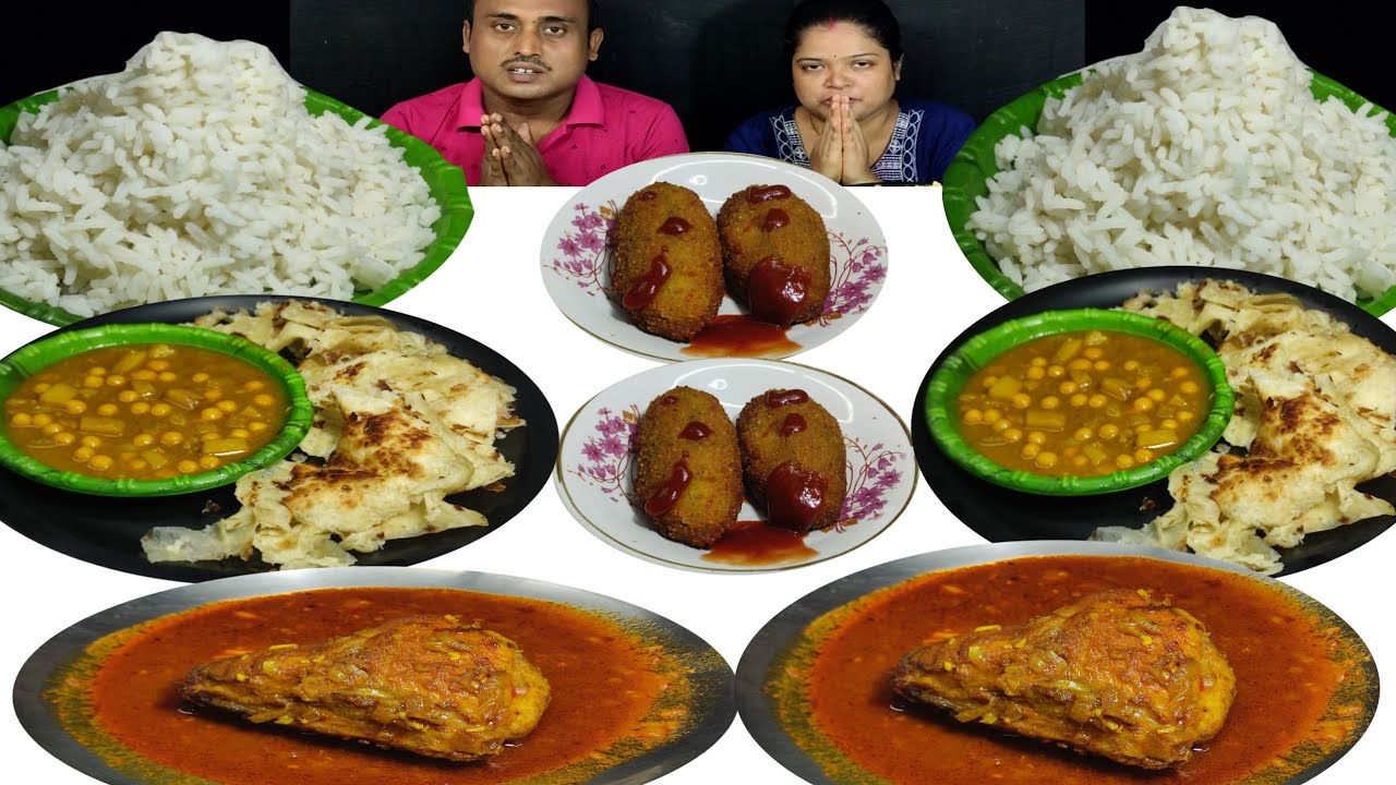 Chicken Chaap Rice Petai Paratha Ghugni Patol Pakoda Eating Challenge ...