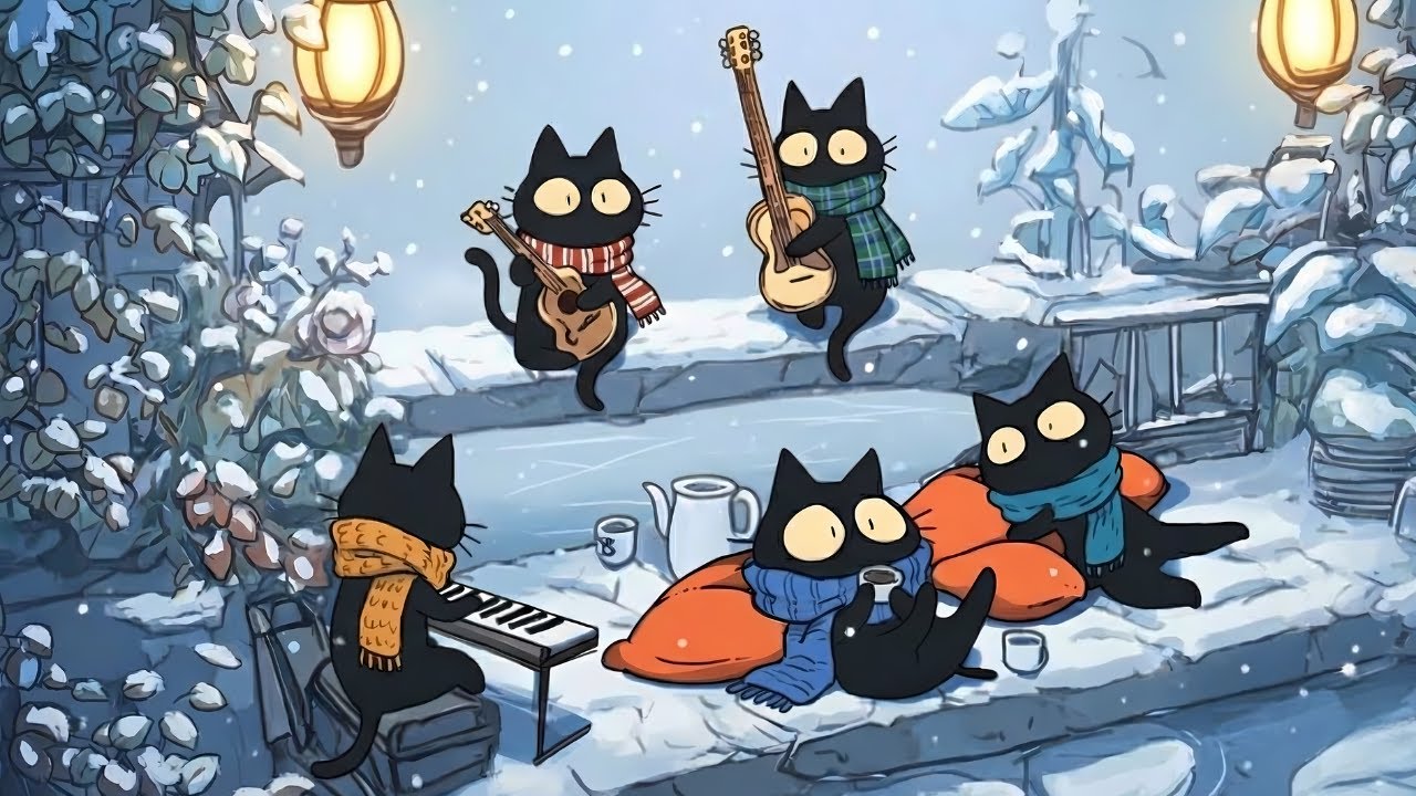 Relaxing Winter Jazz – Peaceful Cat Café Vibes - YouTube