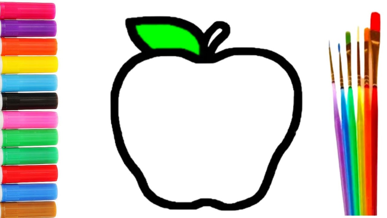 Bolalar uchun olma rasm chizish / Drawing apple for children ...