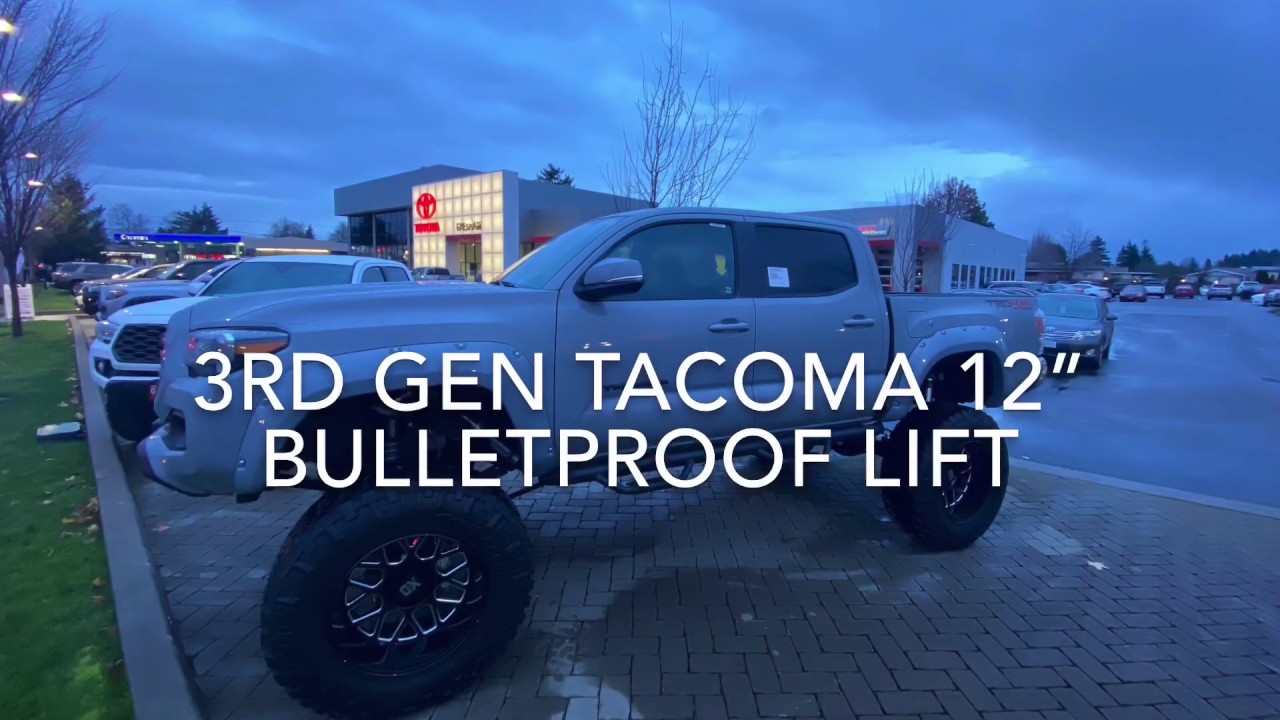 3rd gen Tacoma Bulletproof suspension stage 3 12” lift - YouTube