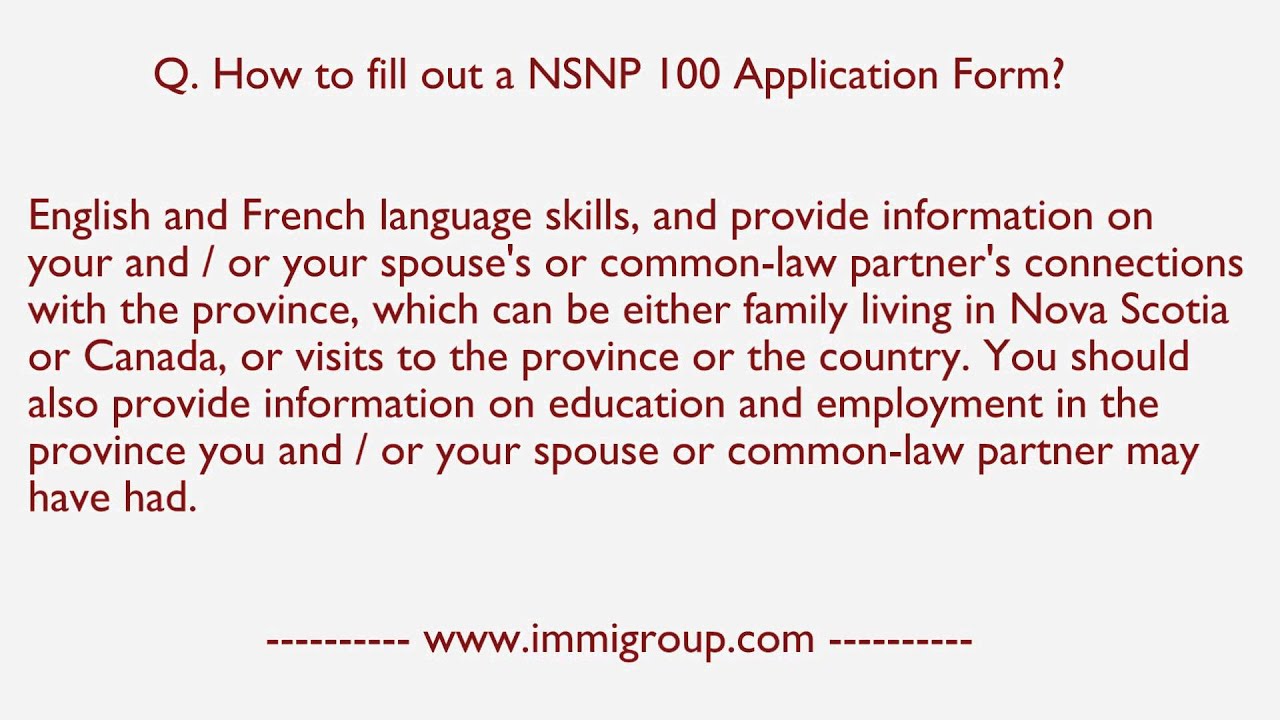 How to fill out a NSNP 100 Application Form? - YouTube