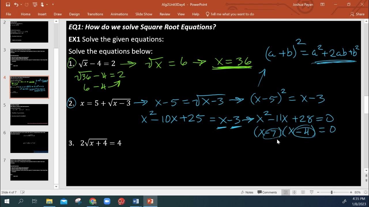 Solving Square Root Equations - YouTube